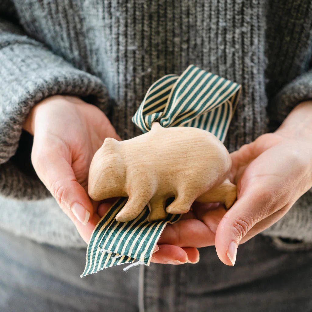 Wombat Beechwood Ornament by Joey Shop | Australian Art – Jade and May